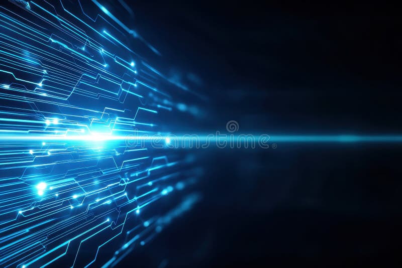 High Tech Digital Circuitry Background with Neon Glowing Lines and ...