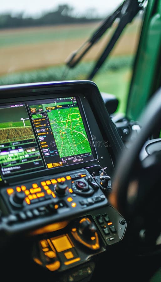 High-Tech Digital Control Panel in Tractor Cabin for Efficient Crop ...