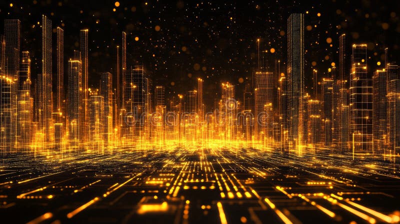 High Tech Digital Environment Illuminated Bright Lines Beams Stock ...