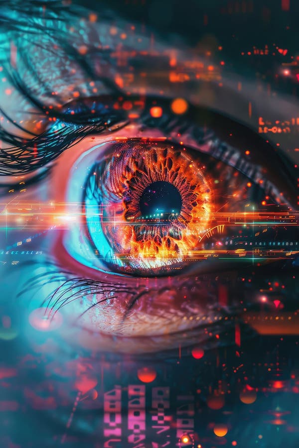 High Tech Digital Eye with Futuristic Overlay. Selective Focus Stock ...