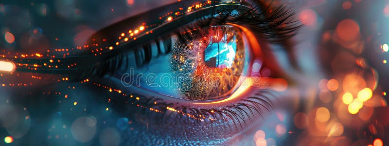 High Tech Digital Eye with Futuristic Overlay. Selective Focus Stock ...