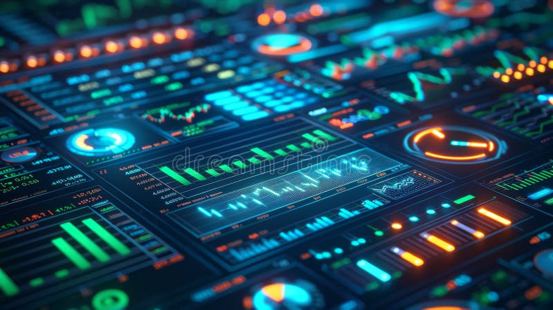 High-tech Digital Finance Dashboard with Graphs and Charts in Blue and ...