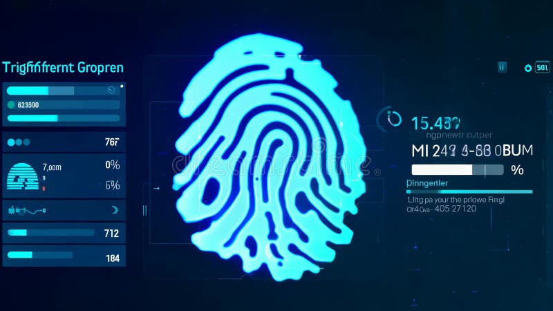 High-tech Digital Fingerprint Scanning Interface with Biometric Data on ...
