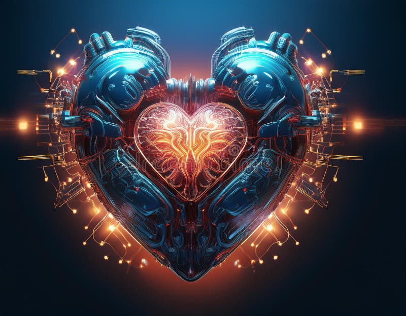 Tech Heart stock illustration. Illustration of circuits - 335443090