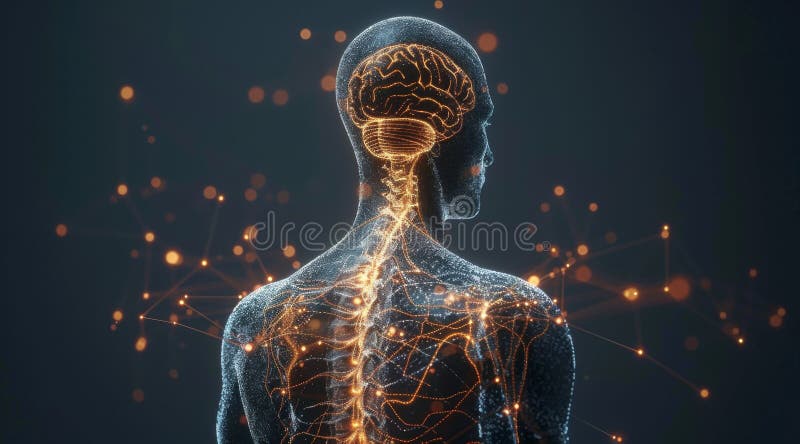 Digital Illustration of Human Nervous System with Glowing Neural ...