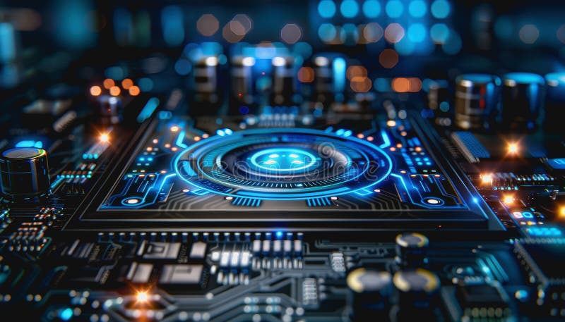 High-tech Digital Interface with Blue Circuitry, Depicting Futuristic ...