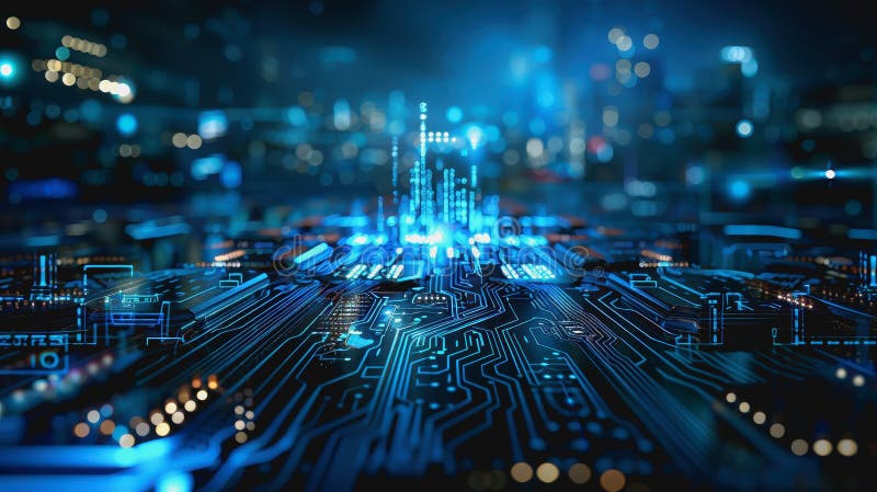 High-tech Digital Interface with Blue Circuitry, Depicting Futuristic ...