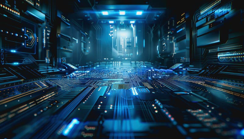 High-tech Digital Interface with Blue Circuitry, Depicting Futuristic ...
