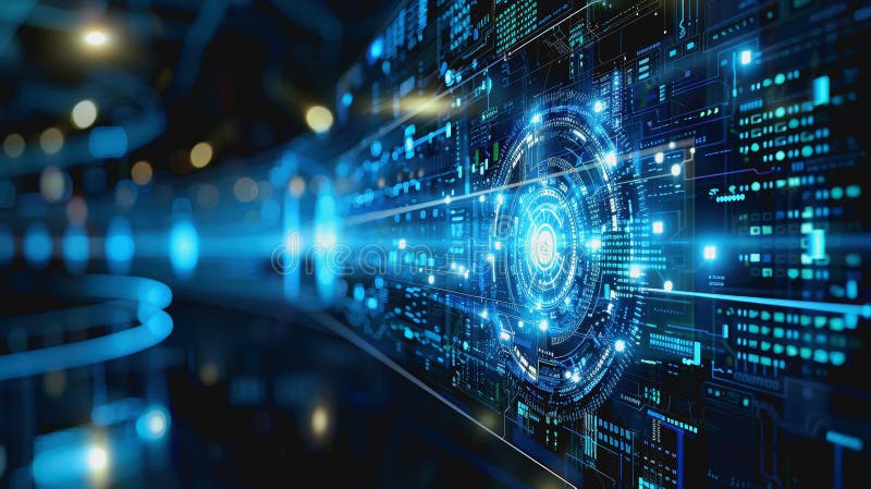 High-tech Digital Interface with Blue Circuitry, Depicting Futuristic ...