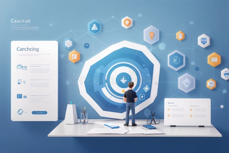 Futuristic Coaching & E-Learning Digital Interface Stock Illustration ...