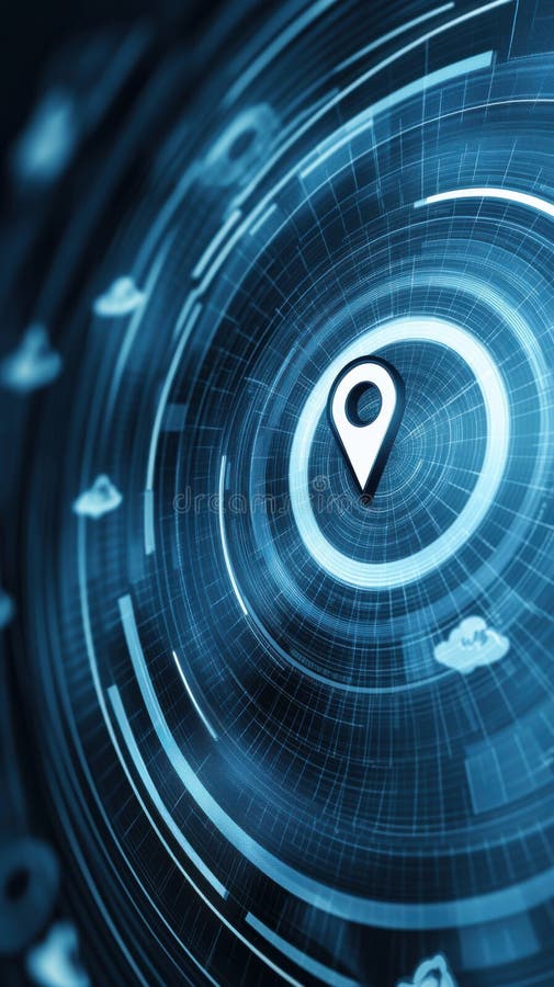 Futuristic Digital Interface with a Central Location Pin Symbol, AI ...