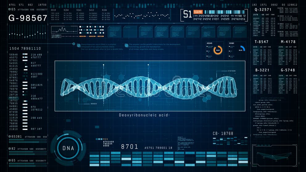 High Tech Digital Interface for Genetic Research Displaying a Detailed DNA Structure Analysis ...