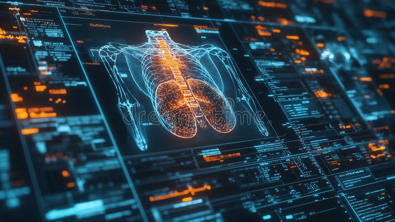 Futuristic Medical Interface Displaying Human Respiratory System ...