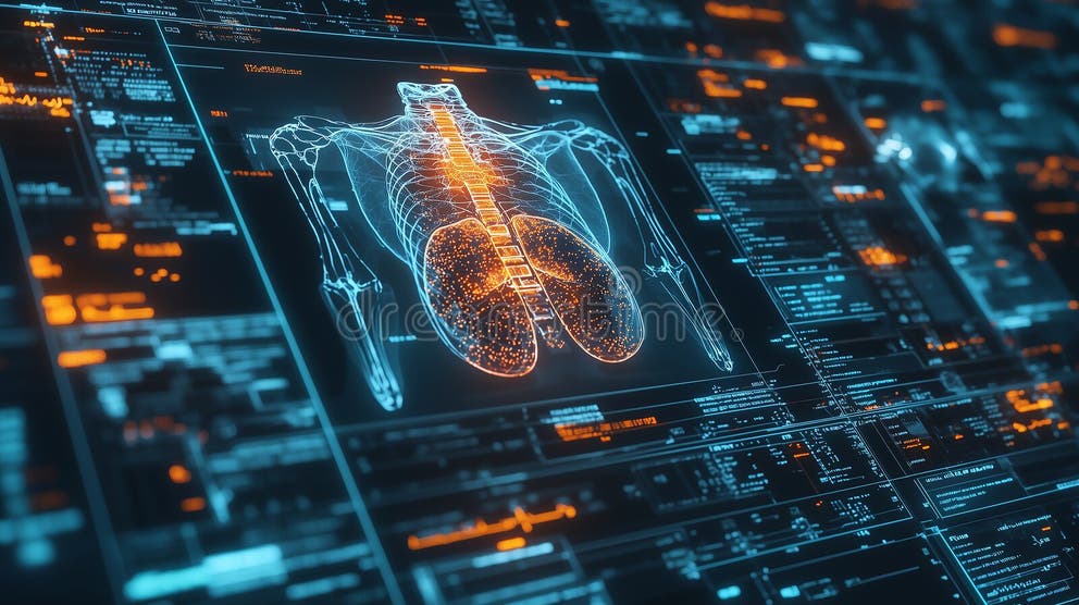 Futuristic Medical Interface Displaying Human Respiratory System ...