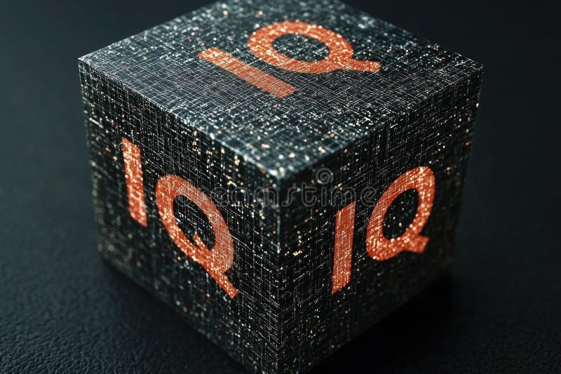 High-Tech Digital IQ Cube with Glowing Letters Reflecting Intelligence ...