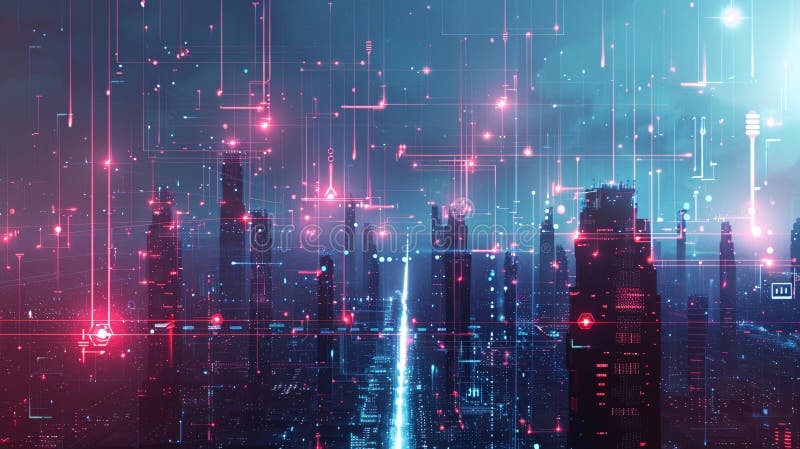 A High Tech Digital Landscape Featuring Interconnected Devices ...