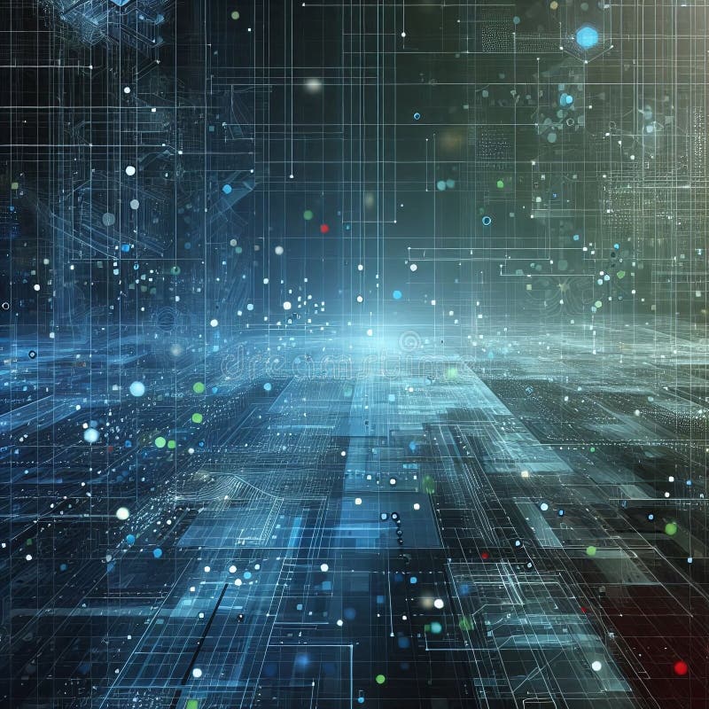 High-tech Digital Landscape with Glowing Data Streams Stock Image ...