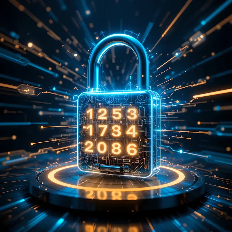 Cybersecurity: Digital Lock Stock Illustration - Illustration of ...