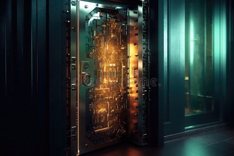 High-tech Digital Lock on a Virtual Door Stock Illustration ...
