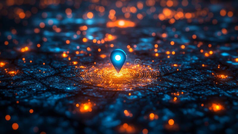 A High-tech Digital Map with Glowing Location Icons and Network Links ...