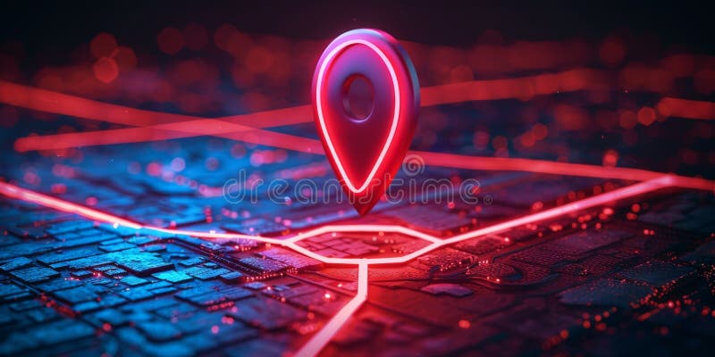 High-tech Digital Map with a Glowing Red Location Pin, Highlighting ...