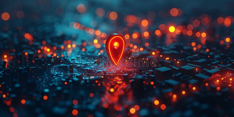 High-tech Digital Map with a Glowing Red Location Pin, Highlighting ...