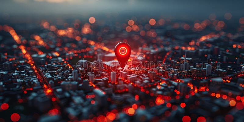 High-tech Digital Map with a Glowing Red Location Pin, Highlighting ...