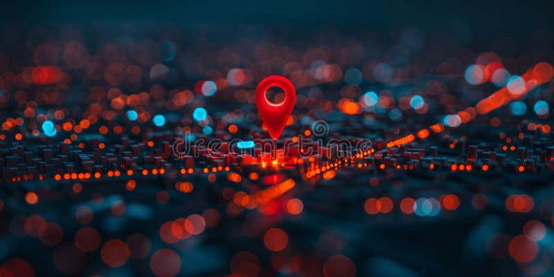 High-tech Digital Map with a Glowing Red Location Pin, Highlighting ...