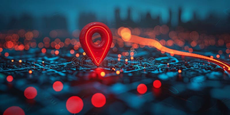 High-tech Digital Map with a Glowing Red Location Pin, Highlighting ...