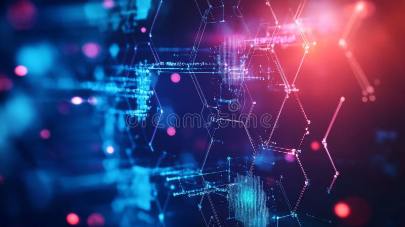High-tech Digital Network with Hexagonal Shapes and Data Streams Stock ...