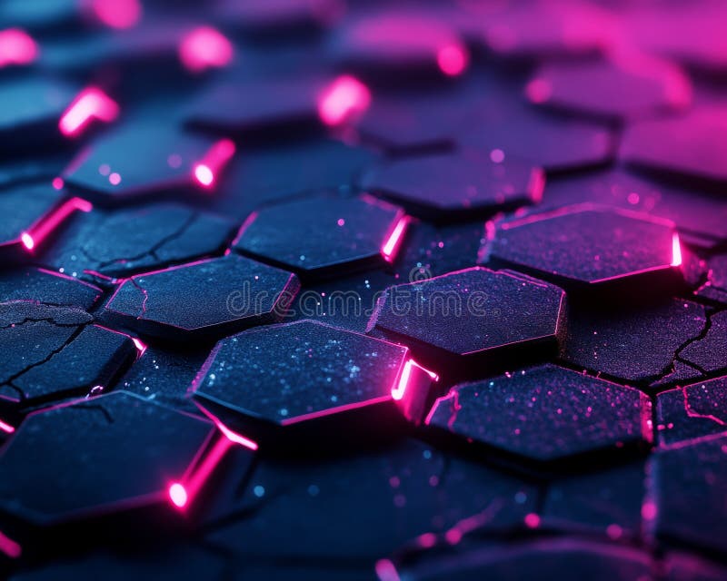 A High-tech Digital Network with Neon Blue Circuit Patterns, Hexagonal ...