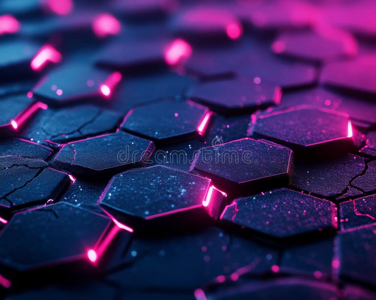 A High-tech Digital Network with Neon Blue Circuit Patterns, Hexagonal ...
