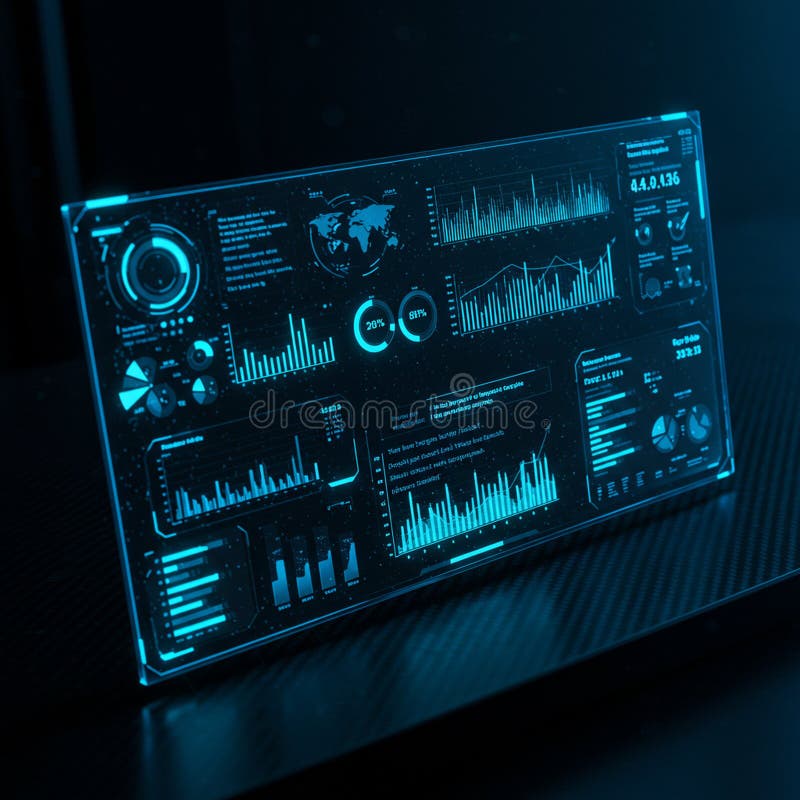A High-tech Digital Screen Displaying Various Graphical Data ...