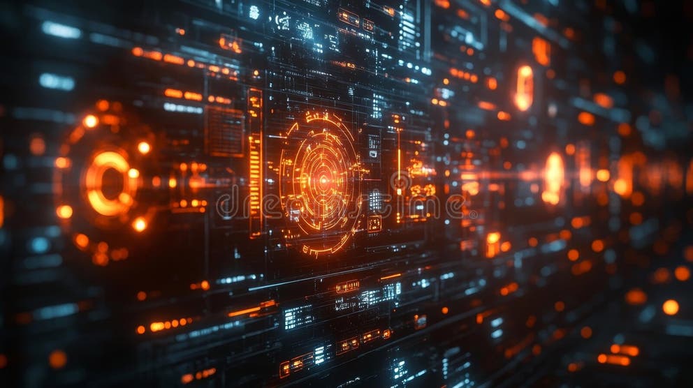 Advanced Cyber Security Interface with Holographic Elements Stock ...