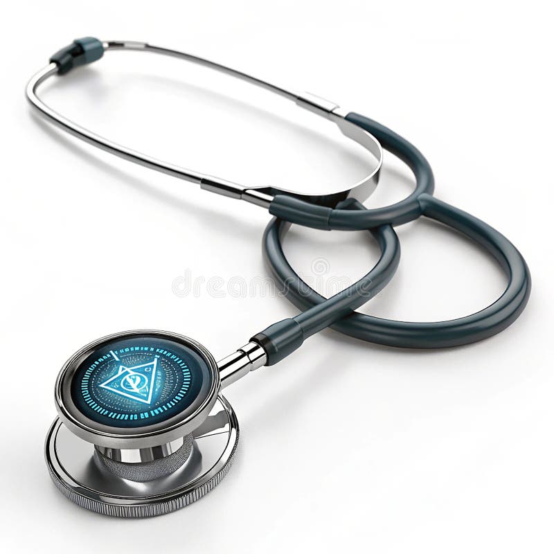 Futuristic Stethoscope with Glowing Display Stock Illustration ...