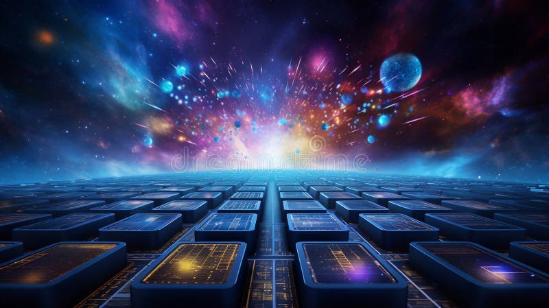 High-Tech Digital Terrain Extending into a Spectacular Galactic ...