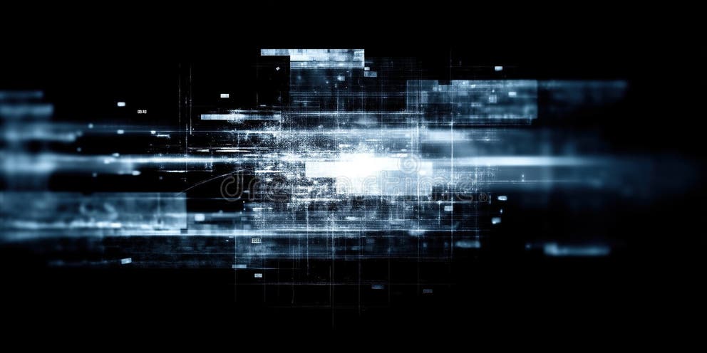 Abstract Digital Matrix on Dark Background. Futuristic Data Flow and ...