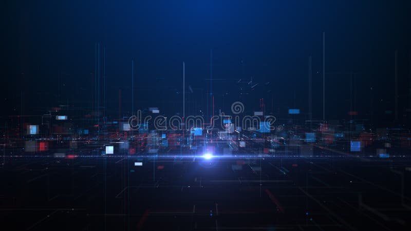 A High Tech Digital Visualization of a Cityscape at Night, Featuring ...
