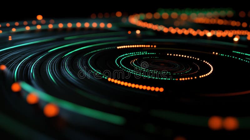 A High-tech Digital Visualization Featuring Glowing Green and Orange ...