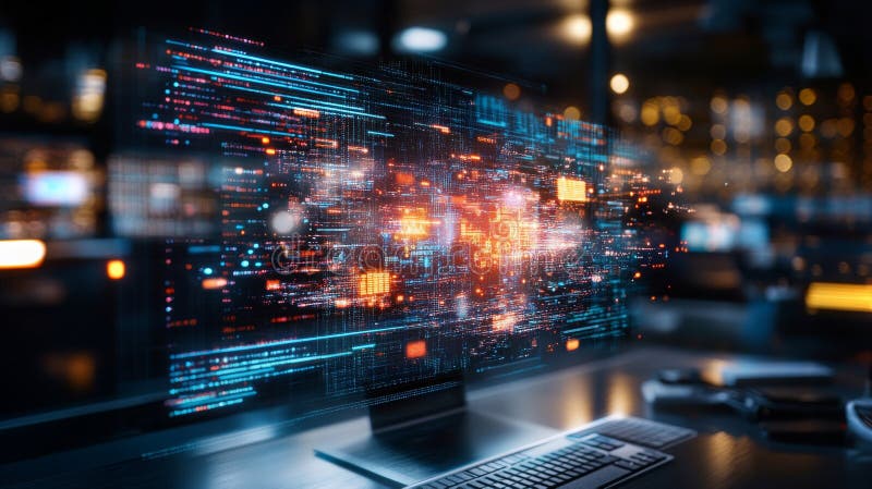 High-tech Display of Advanced AI Visualizations on a Computer Screen ...