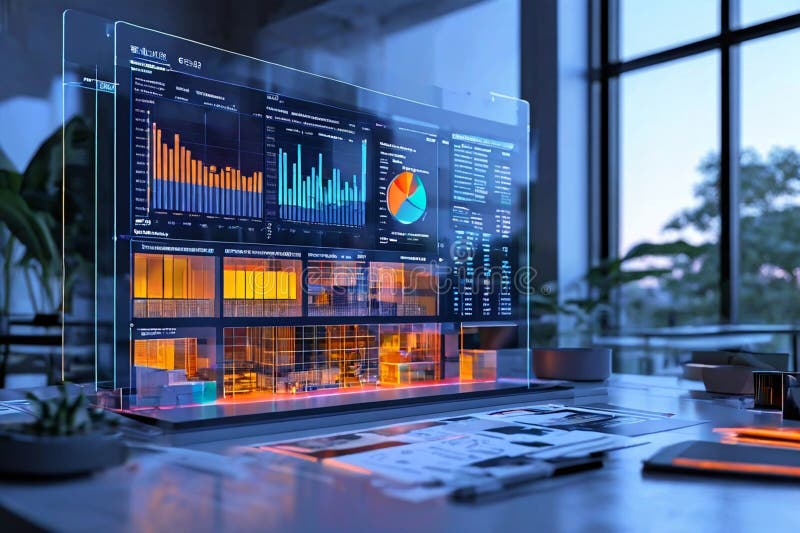 High-Tech Display: Data Insights in Modern Finance or Tech Stock ...