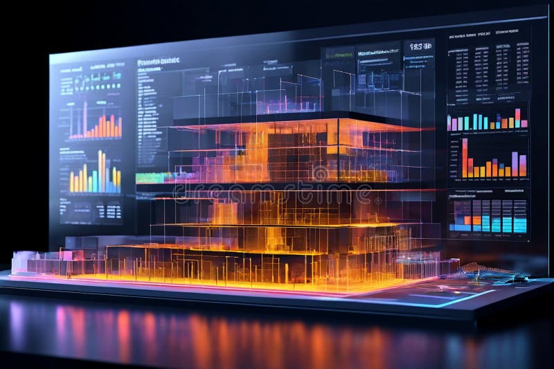 High-Tech Display: Data Insights in Modern Finance or Tech Stock ...