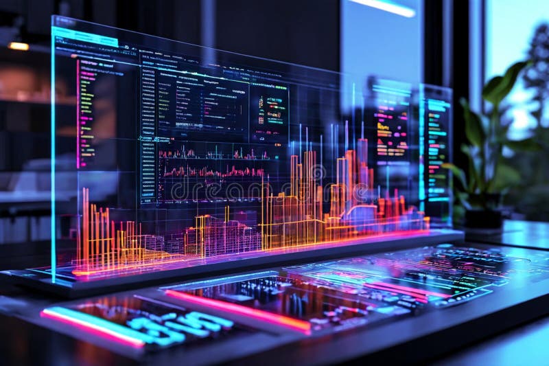 High-Tech Display: Data Insights in Modern Finance or Tech Stock ...