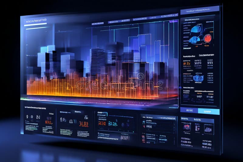 High-Tech Display: Data Insights in Modern Finance or Tech Stock ...
