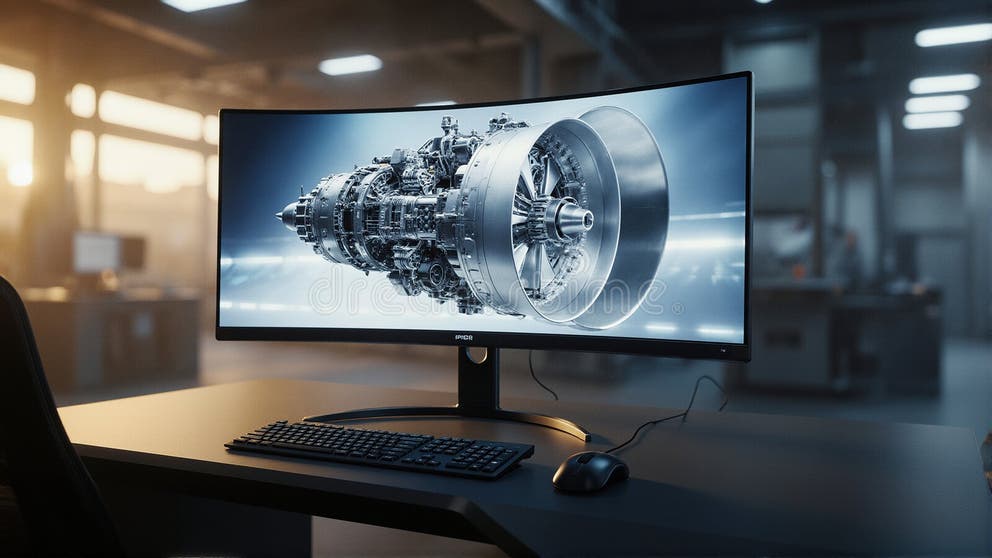 High-Tech Display: Precision Engineering in Focus Stock Illustration ...