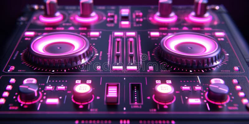 High-tech DJ Controller with Vibrant Pink Lighting and Advanced ...