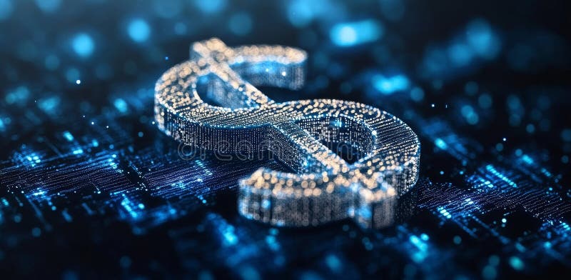 A High-tech Dollar Sign, Surrounded by Luminous Data Flows, Symbolizing ...