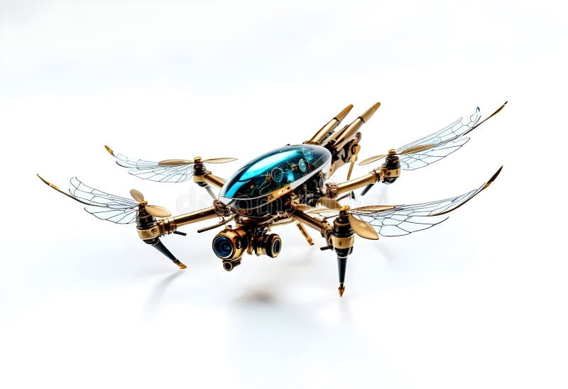 A High-tech Dragonfly Drone Machine with Intricate, Translucent Wings ...