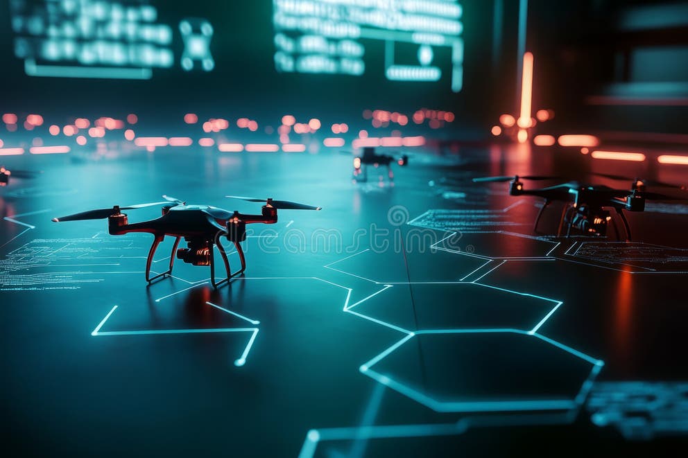 A High-tech Drone Control Center Where Operators Manage Fleets Using Hexagonal Interactive ...