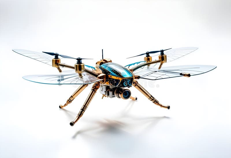 A High-tech Drone Machine Like a Dragonfly with Intricate, Translucent ...